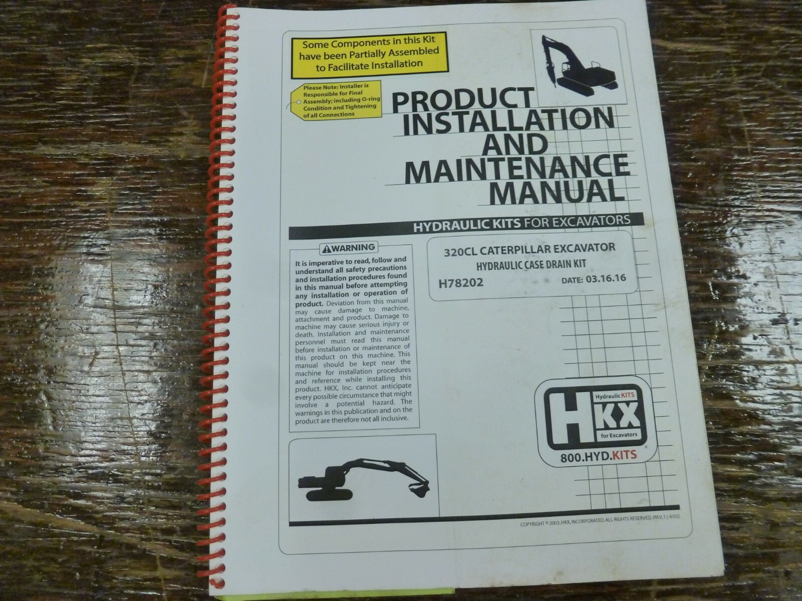 HKX H78202 Hyd Case Drain Kit for CAT 320CL Excavator Shop Installation ...