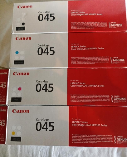 Set of 4 Genuine Canon 045 Toner Cartridges Black, Yellow, Cyan ...