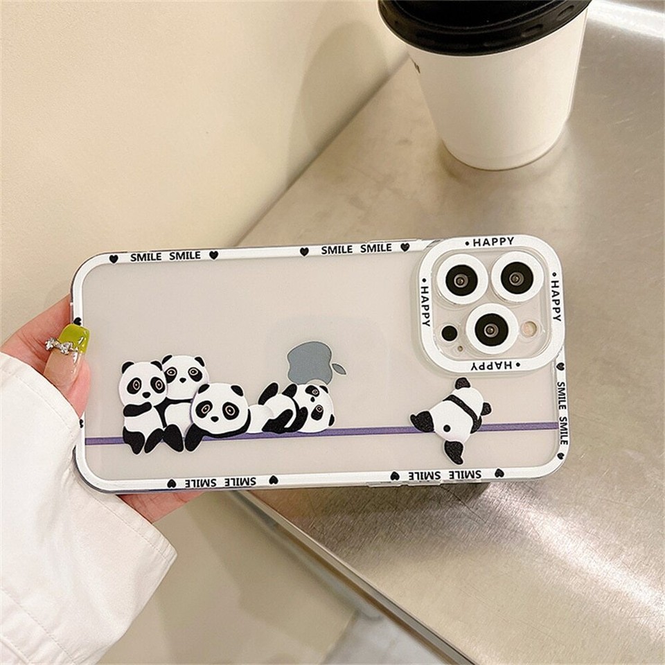 Camera Protection Cute Clear Panda Cartoon Case Fr iPhone 11 12 13 14 ...
