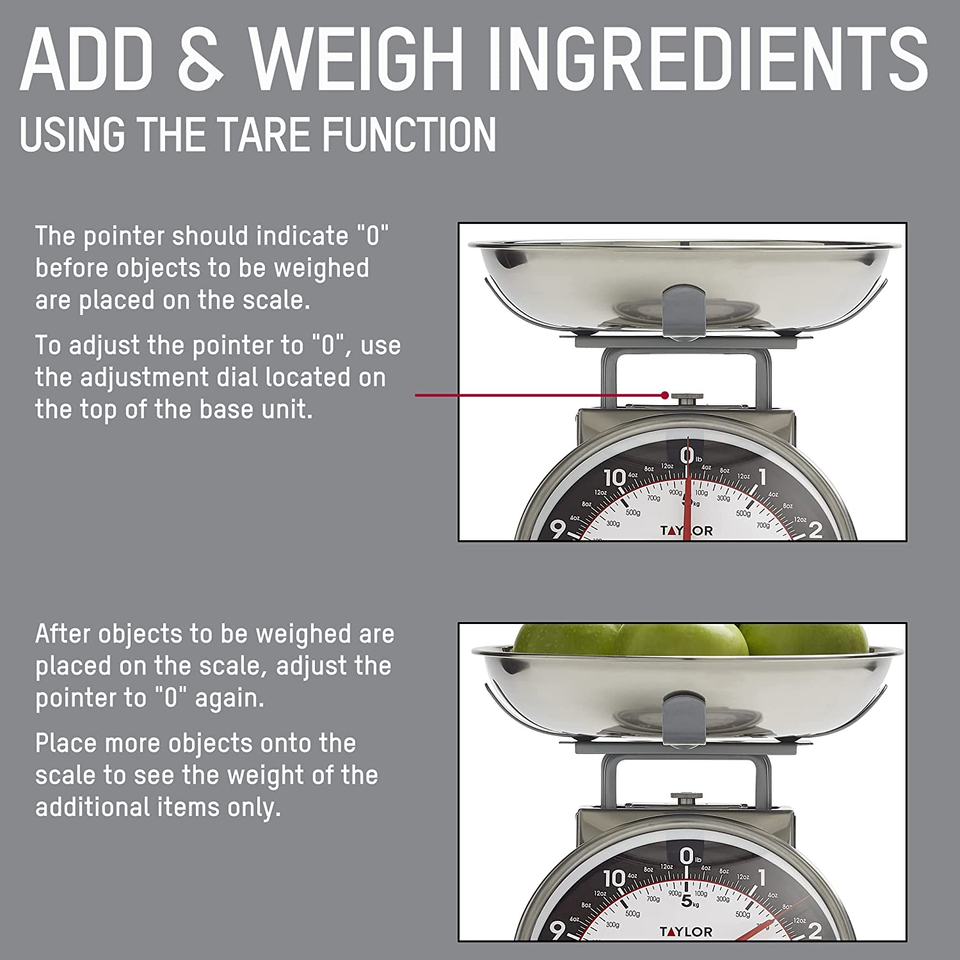 Taylor Mechanical Kitchen Food Scale 11lbs Capacity,Grams & Ounces ...