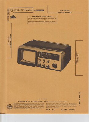 RCA KCS207A, KCS207B AM/FM/WB Clock B&W TV Photofact Folder, SAMS ...