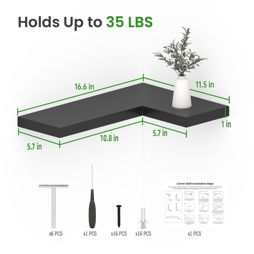 Corner Floating Shelves with Invisible Brackets, Corner Shelves Wall ...
