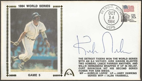 Kirk Gibson Signed 1984 World Series Win Gateway Stamp Cachet Detroit ...