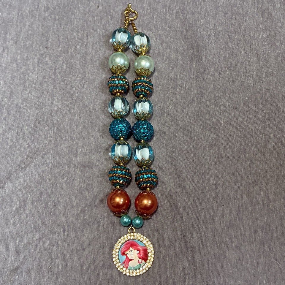 Disney Princess Ariel Bubblegum Bead Necklace Blue Little Mermaid ...