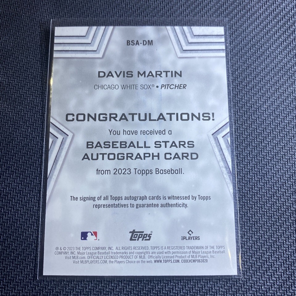 2023 Topps Series 2 DAVIS MARTIN Baseball Stars Autograph AUTO White ...