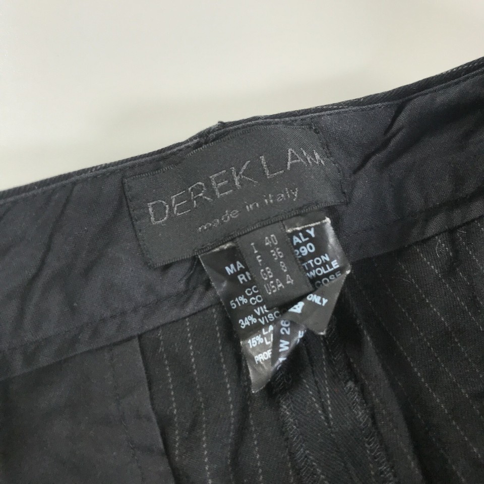 Derek Lam Dress Pants Womens 4 Black Gray Striped Wool Blend Wide Leg ...