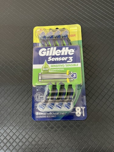 Gillette Sensor3 Sensitive Disposable Razors for Men 8 Count • 96 ...