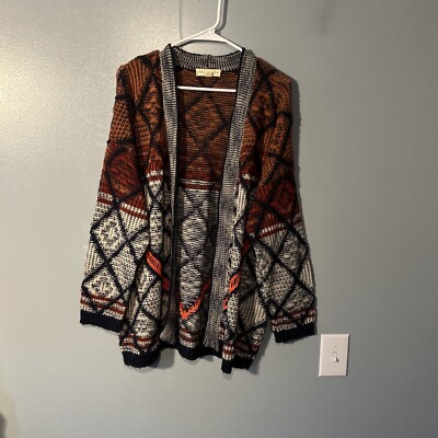 Aztec Print Open Front Knit Cardigan Staring At Stars Size Medium | eBay
