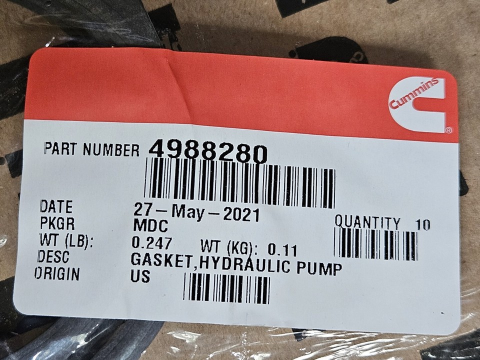 Cummins 4988280 , Hydraulic Pump Gasket 10 Pack!! | eBay