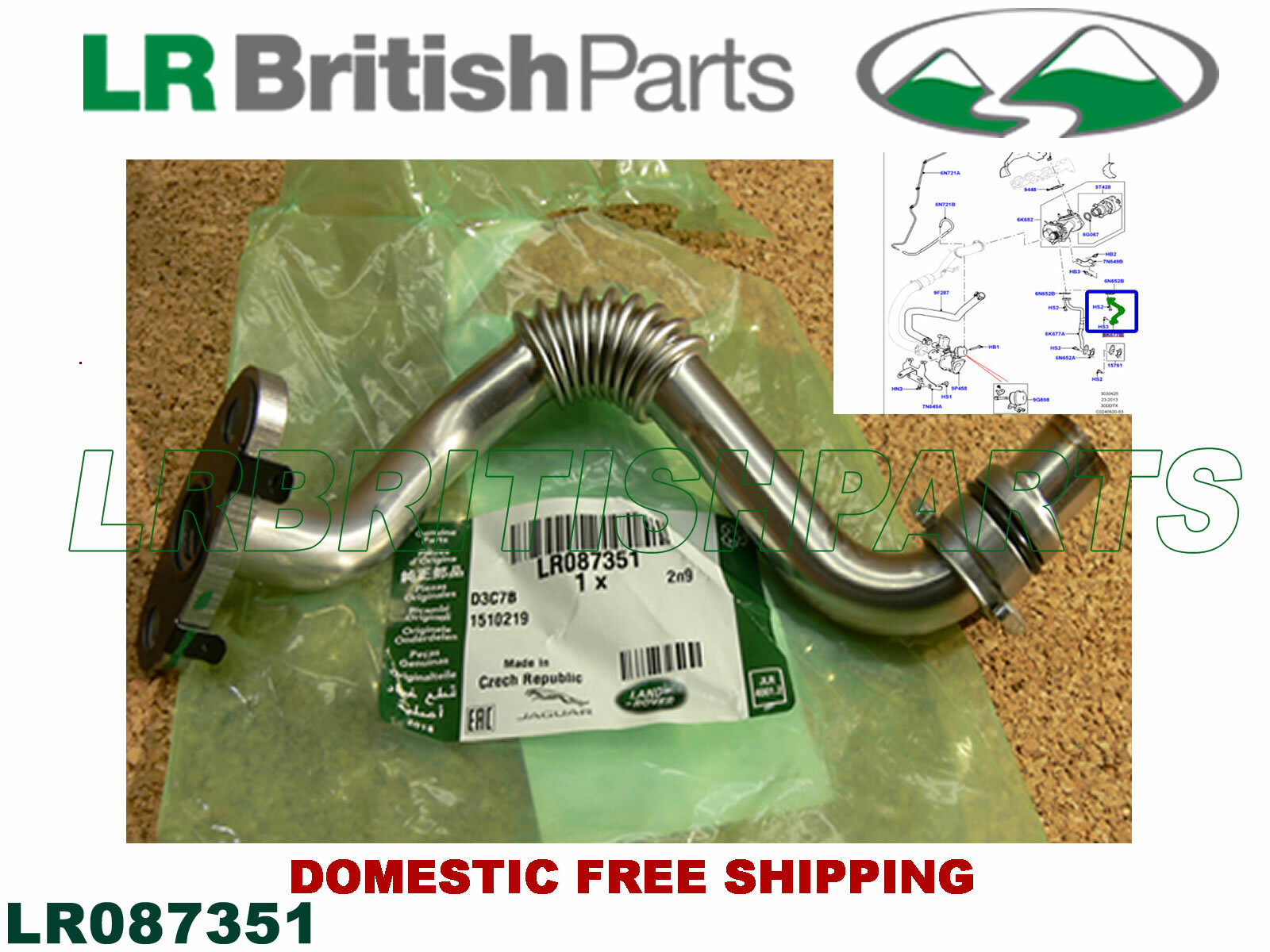 LAND ROVER TURBOCHARGER HOSE OIL RETURN RH RANGE ROVER LR4 SPORT VELAR ...