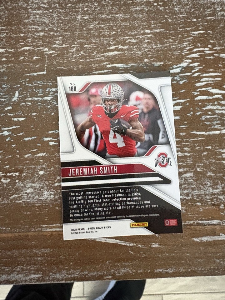 2024 Panini Nil Jeremiah Smith #160 Ohio State Buckeyes Rookie Football ...