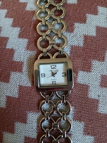 Cote d'Azur Ladies Watch Quartz - Silver Tone Metal Band Wristwatch ...