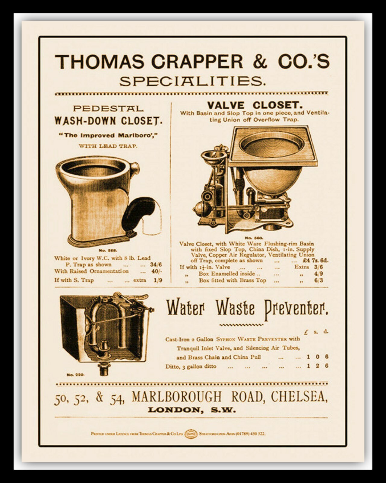 THOMAS CRAPPER INVENTOR LOO TOILET BATHROOM EN SUITE METAL PLAQUE TIN ...