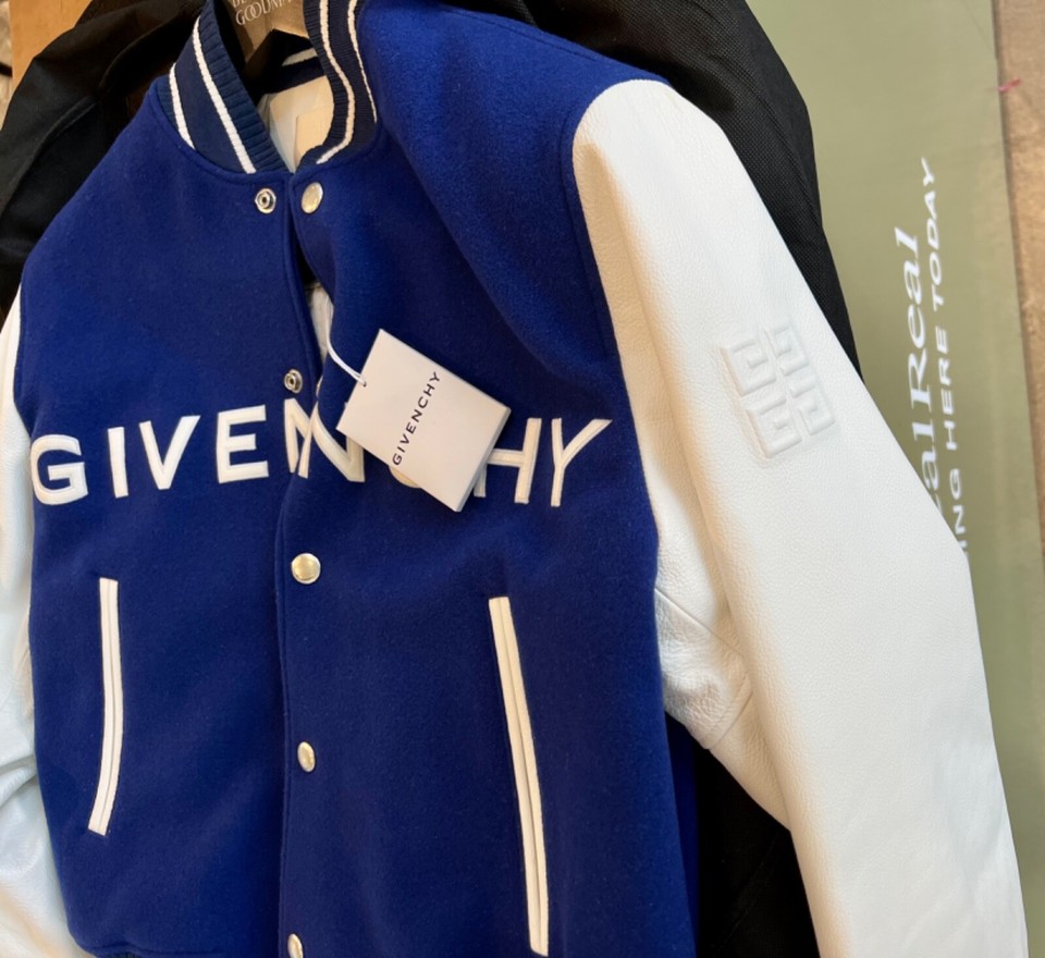 Givenchy Blue Mixed Media Logo Wool & leather 100% Authentic Brand New ...
