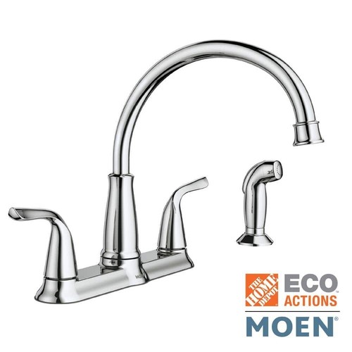 Brecklyn 2-Handle Standard Kitchen Faucet with Side Sprayer in Chrome ...