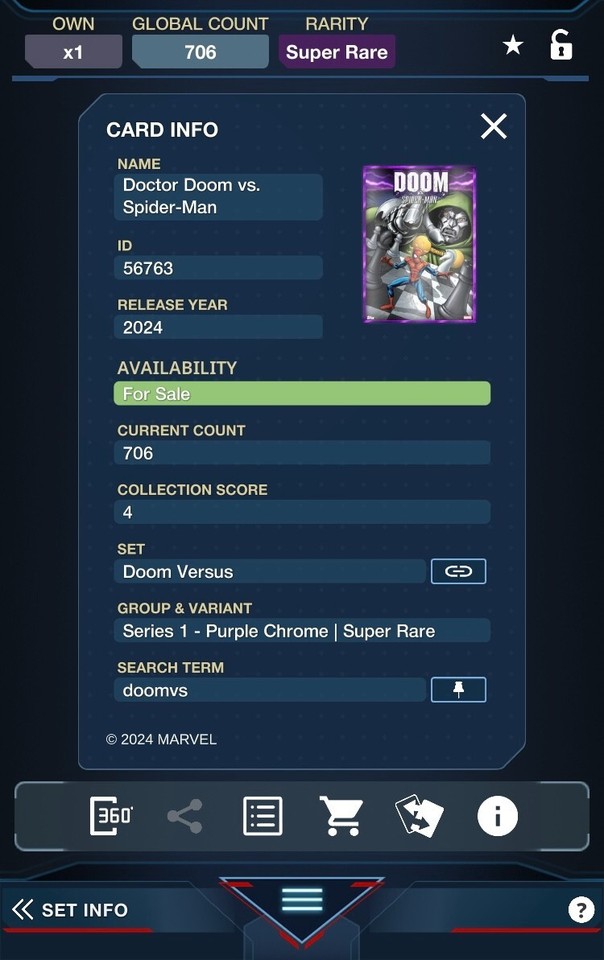 Topps Marvel Collect 2024 Doom Versus Purple Chrome- Doctor Doom vs ...