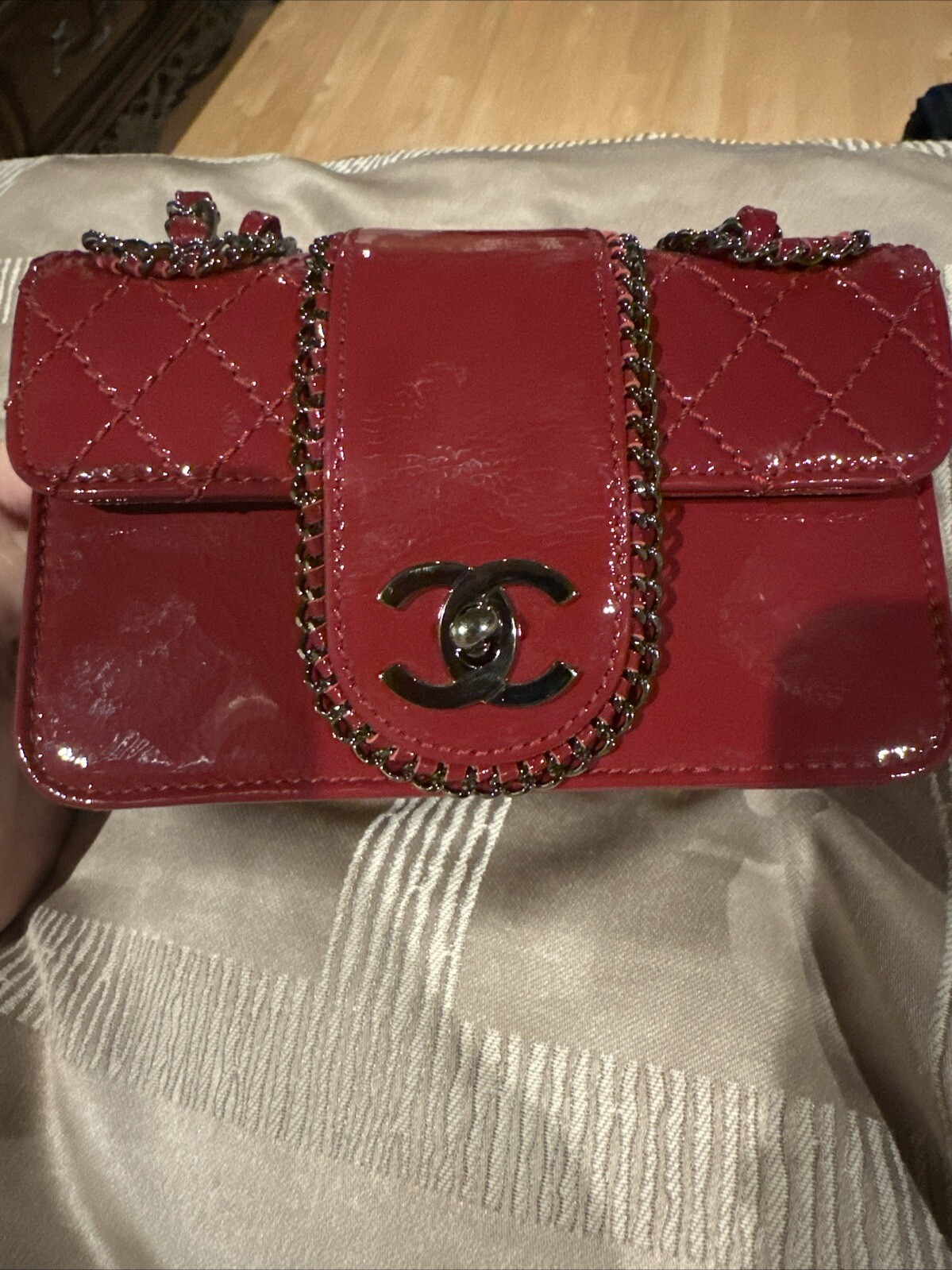 CHANEL Patent Mini Madison Flap Red - Gem