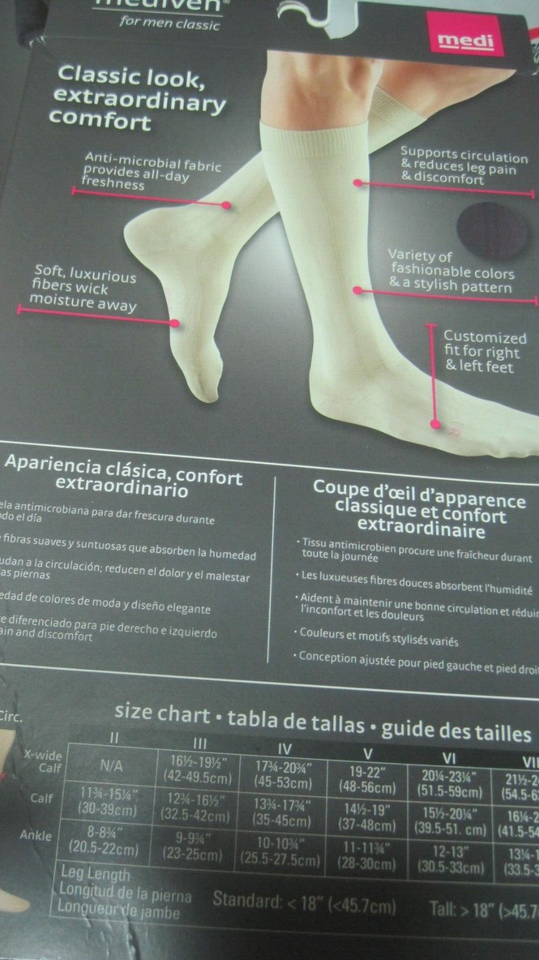 NEW-MEDIVEN Medi Compression Socks MEN SZ IV TAN COLOR Classic Calf ...