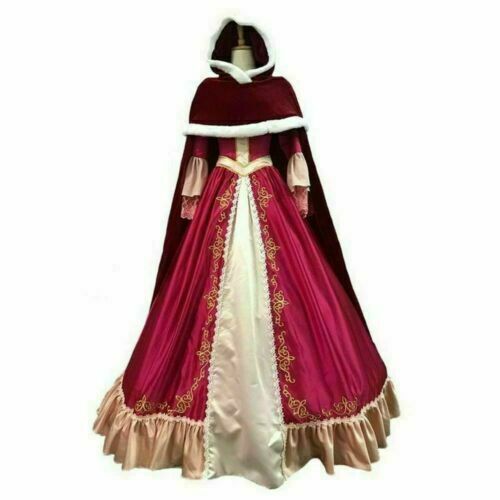 Women's Christmas Halloween Dress Cosplay Princess Cartoon Hood Belle ...
