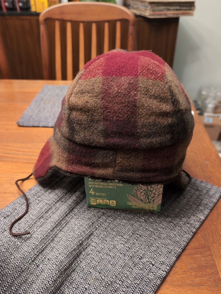 Vintage Large Selfter Associates USA Duck Hunting Plaid Hat Ear Muffs ...