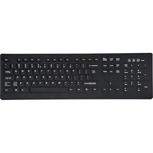 TG3 Electronics KBA-CK104S-BNUN-US Cleanable Sealed Black Keyboard; 104 ...