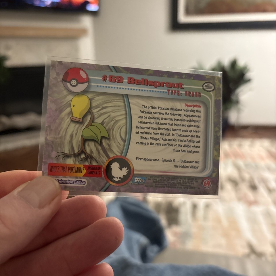 1999 Topps #69 Bellsprout Holo Foil TV Animation Series 1 Pokemon Blue ...
