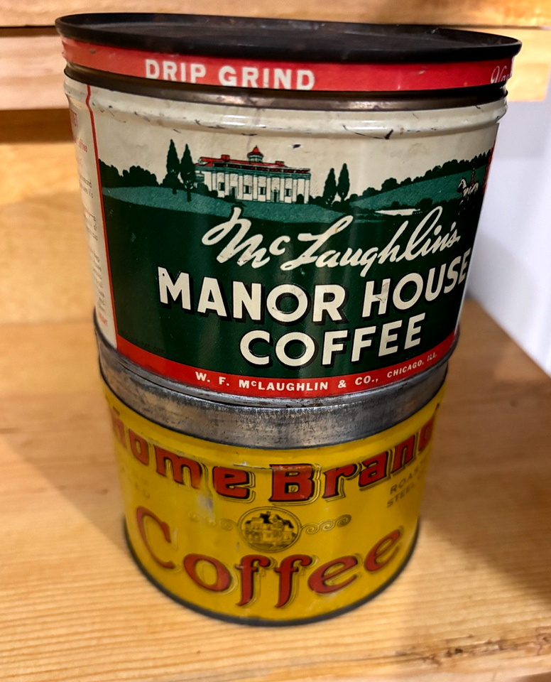 Lot of Two Early Vintage 1LB Coffee Tin Cans Home Brand/ | eBay