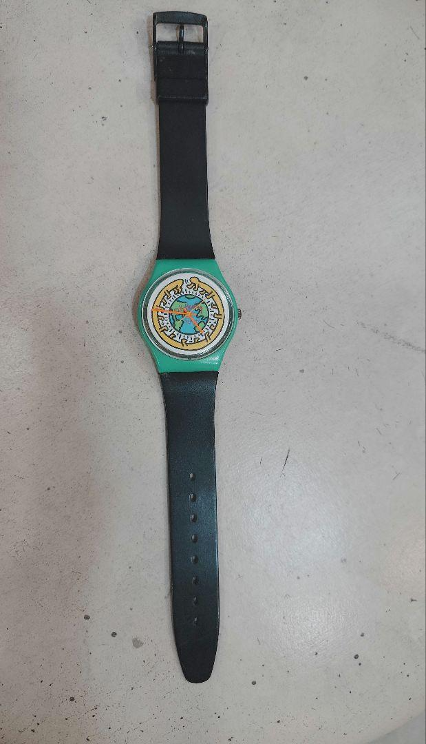 Keith Haring limited watch swatch Green Earth Battery dead Used rare ...