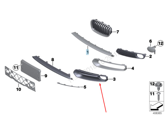 BMW 1 F20 Left Fog Light Grille Sport 51117341613 7341613 2014 Genuine ...