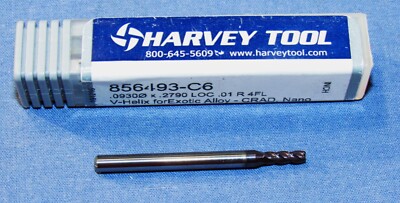 New Harvey Tool Carbide End Mill 0.093" DIA. X .279 LOC 0.010"cr ...