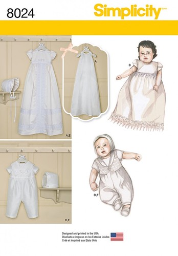 Simplicity Sewing Pattern 8024 - Babies' Christening Sets With Bonnets | eBay