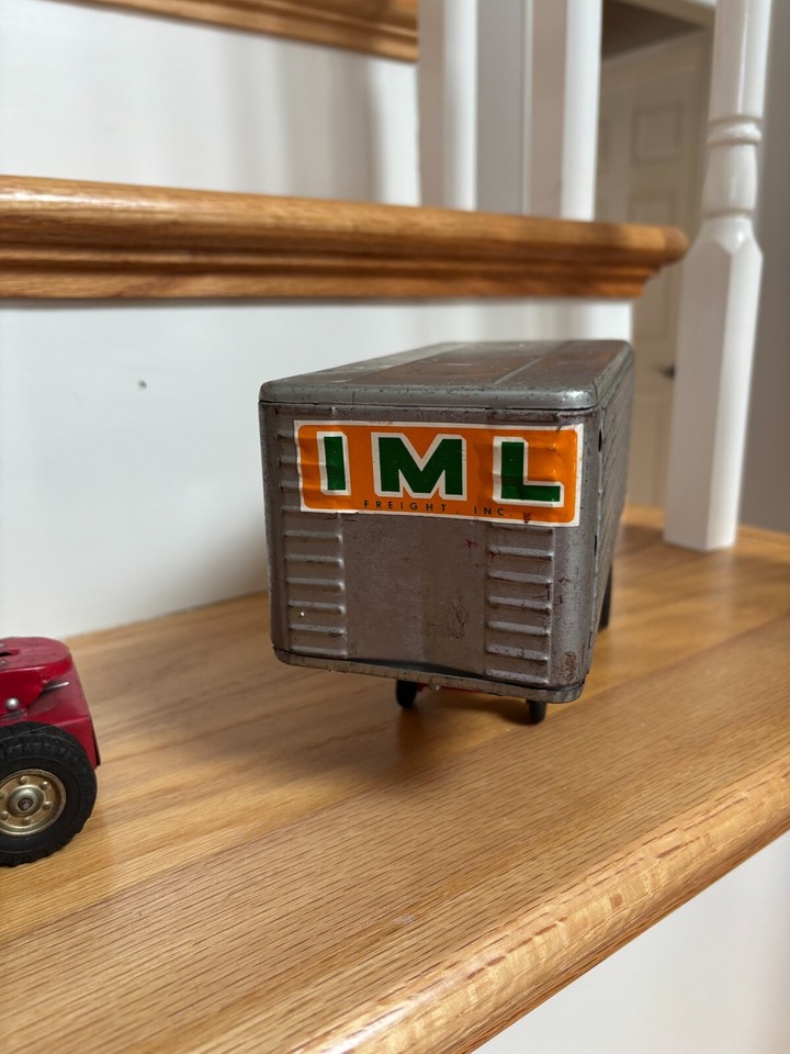 Vintage Tin IML Friction Tandem Tractor Trailer Semi Toy Truck | eBay