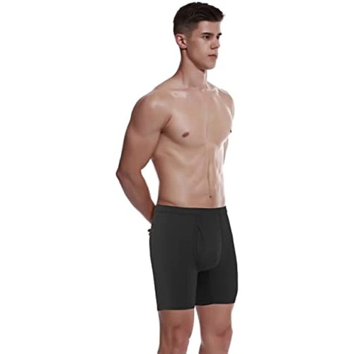 Mens Anti-Chafing Support Pouch Boxer Briefs Underwear with Flap for ...