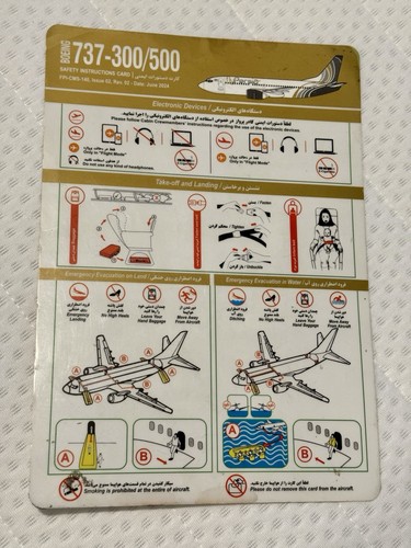 Safety Card FlyPersia Boeing 737-300/500 | eBay