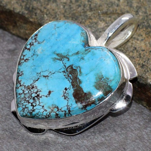 Fine Finish New Lander Turquoise Heart Gemstone Pendant 1.6" GW | eBay