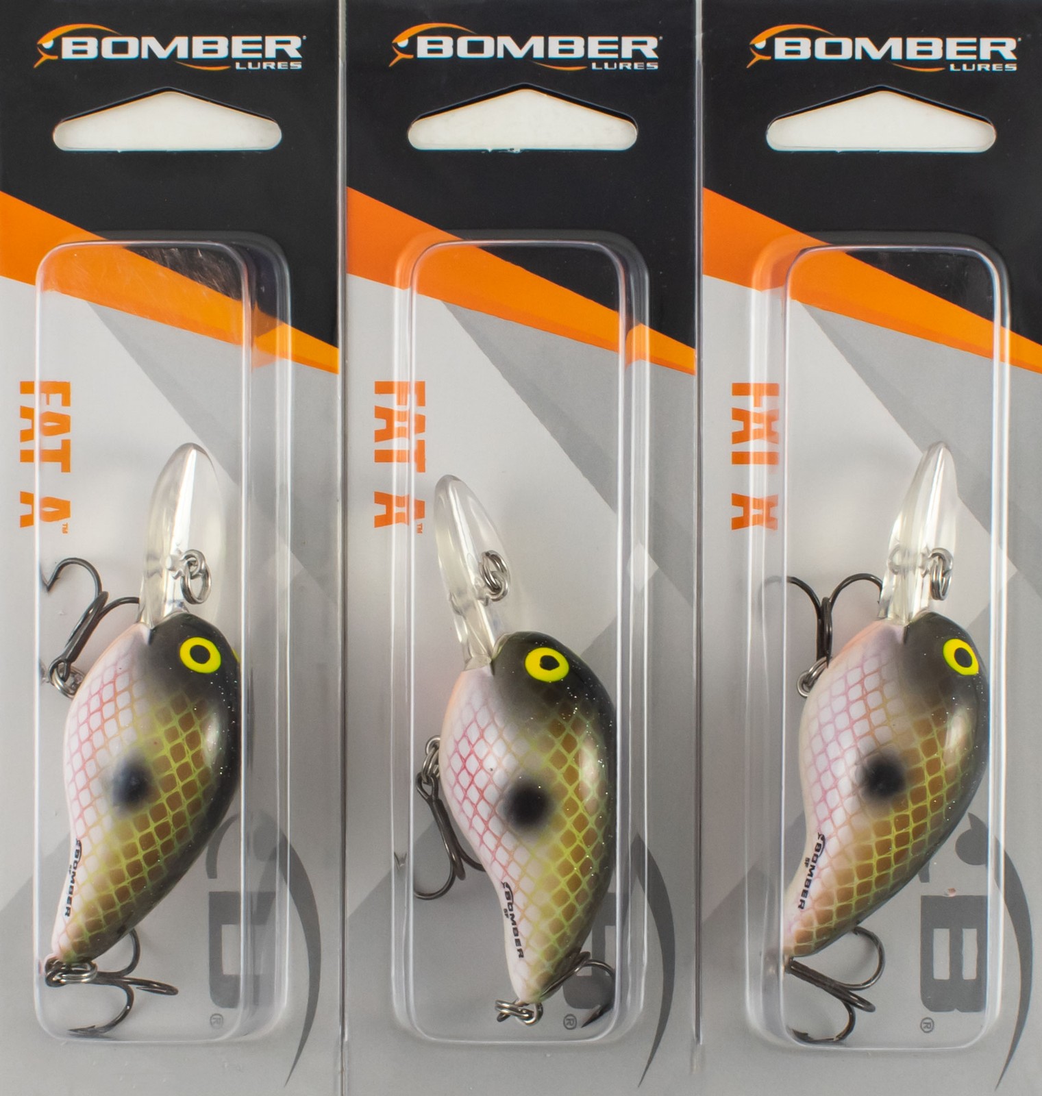 (LOT OF 3) BOMBER FAT A CRANKBAIT 3/8OZ BMB05F519 ELECTRIC SHAD BM2122 ...