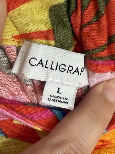 Calligraphie Anthropologie Bright Tropical Linen Blend Pants Size L ...