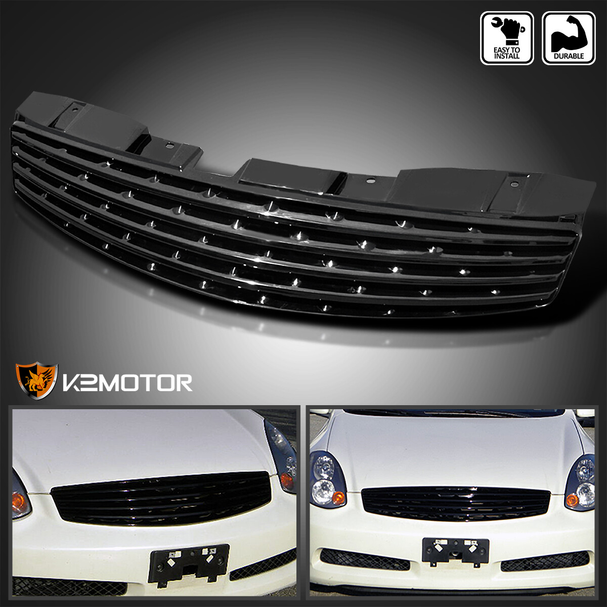 Fits 2003-2007 Infiniti G35 2Dr Coupe Black Front Bumper Hood Grill ...