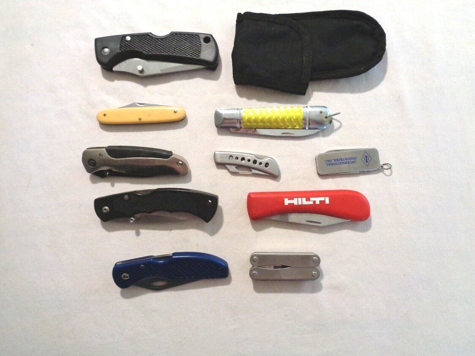 Knife Lot of 10 TSA Confiscated Pocket Knives Various Brands Box# OC 1 ...