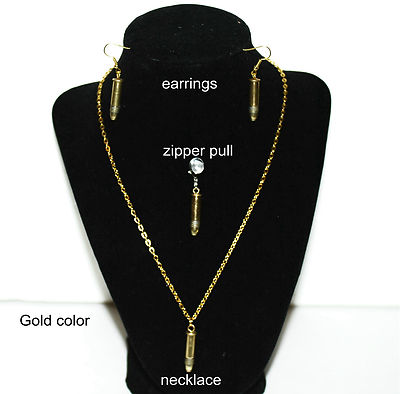 22 bullet Jewelry set, ear rings and necklace w/FREE zipper pull | eBay