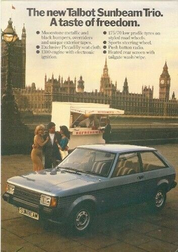 Talbot Sunbeam Trio 1.3 Limited Edition 1980 UK Market Single Sheet ...