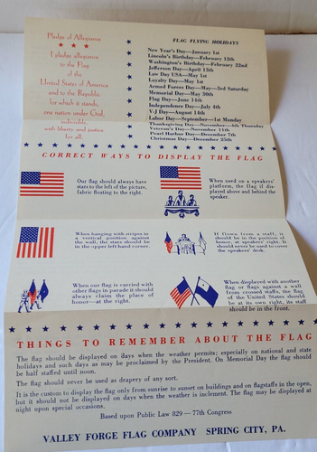 VALLEY FORGE FLAG COMPANY-VINTAGE-THINGS TO REMEMBER ABOUT THE FLAG | eBay