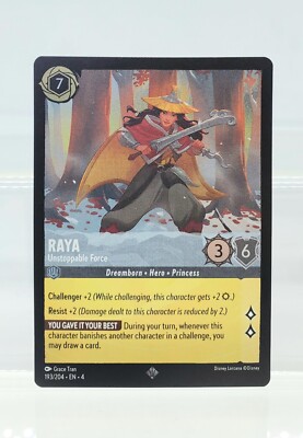 Disney Lorcana Raya - Unstoppable Force 193/204 Cold Foil Ursula's Return Super | eBay