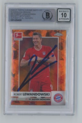 2021 Topps Chrome Sapphire Robert Lewandowski Signed #80 Orange Beckett ...
