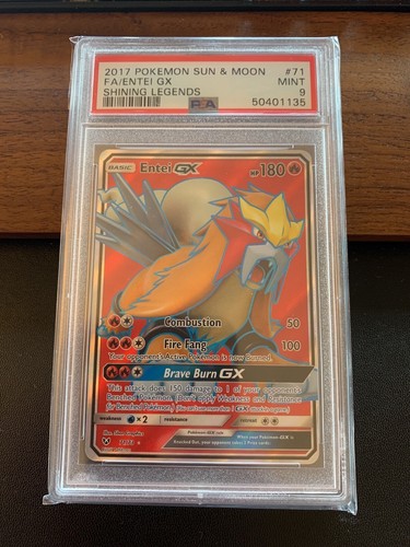 Pokemon PSA 9 Mint Entei GX Sun & Moon Shining Legends Full Art 2017 ...