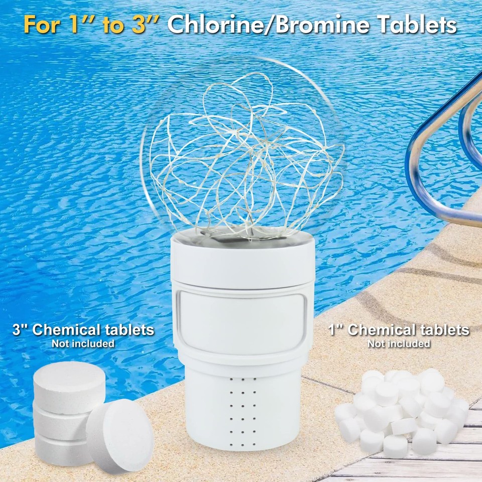 DeeprBlu Pool Chlorine Floater with Solar Ball Light, Floating Warm ...