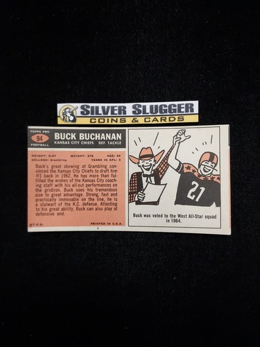 1965 Buck Buchanan Topps Football Tall Boy Card #94 Kansas City Chiefs ...