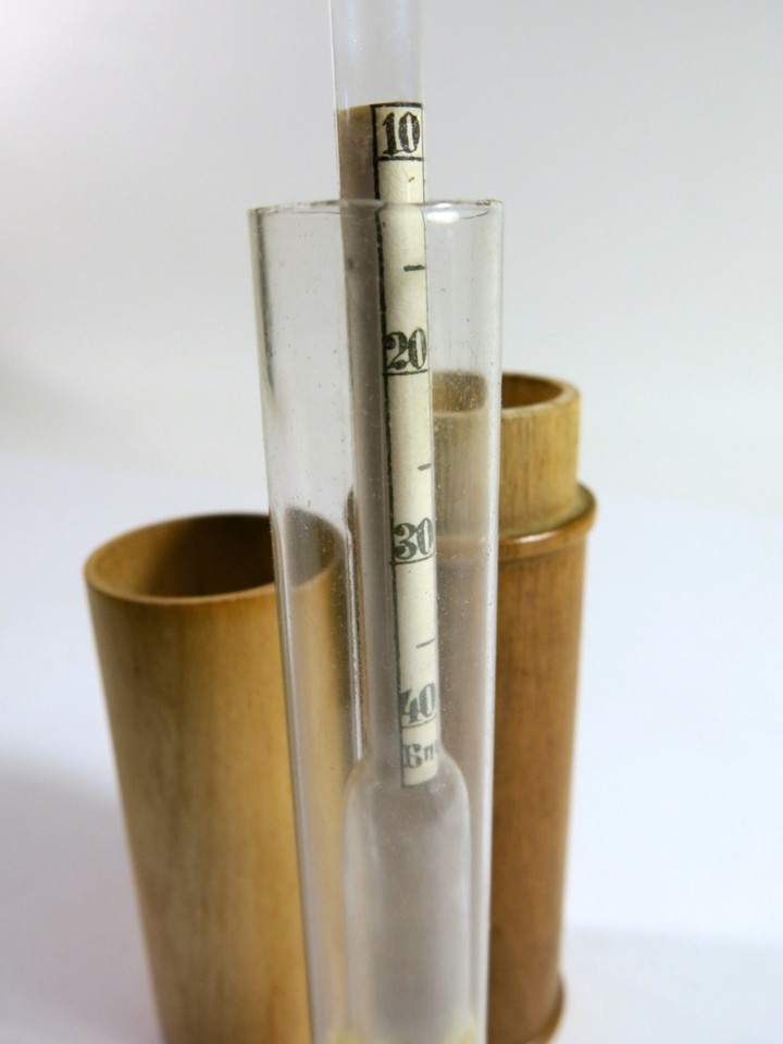 Antique Hydrometer in Turned Solid Maple Two-Part Storage Tube ...