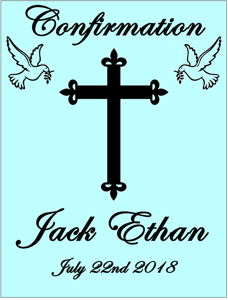 CONFIRMATION BLUE DOVE CROSS PREMIUM A4 EDIBLE ICING CAKE TOPPER ...
