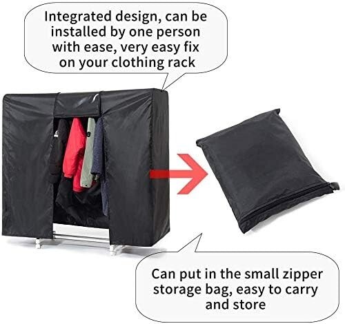 Heavy Duty Garment Rack Cover Portable Wardrobe Clothes Closet Storage ...